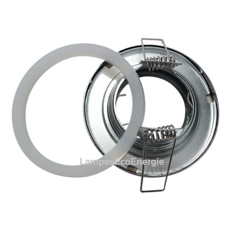 Fixation spot salle de bain étanche blanc pour ampoule halogène ou LED IP44